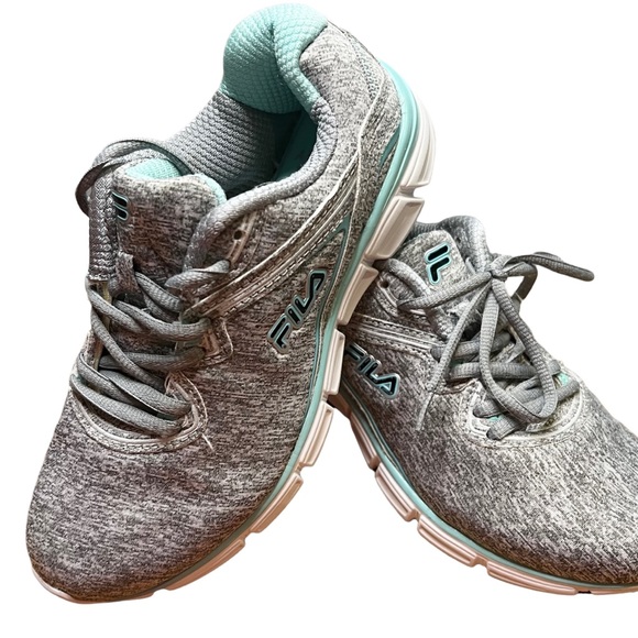 Fila | Shoes | Fila Womens Grey Aqua Running Athletic Memory Foam ...